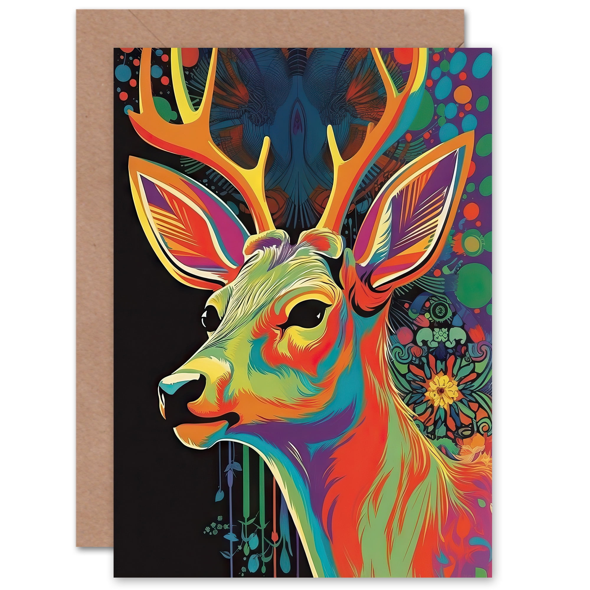 Psychedelic Deer Abstract Antlers for Him or Her Man Woman Birthday ...