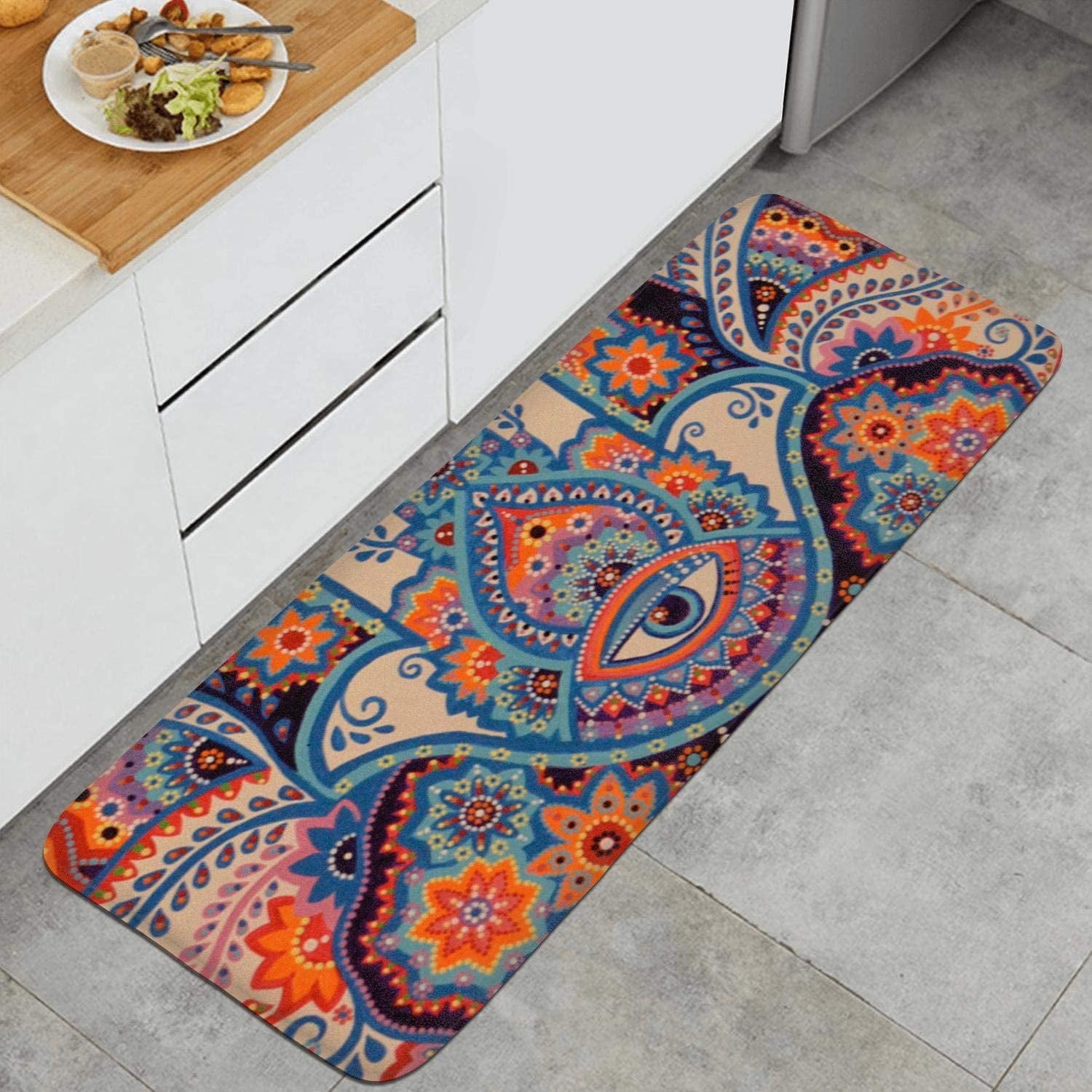 Psychedelic Evil Eye Charm Kitchen Mat Super Cozy Velvet Carpets Non ...