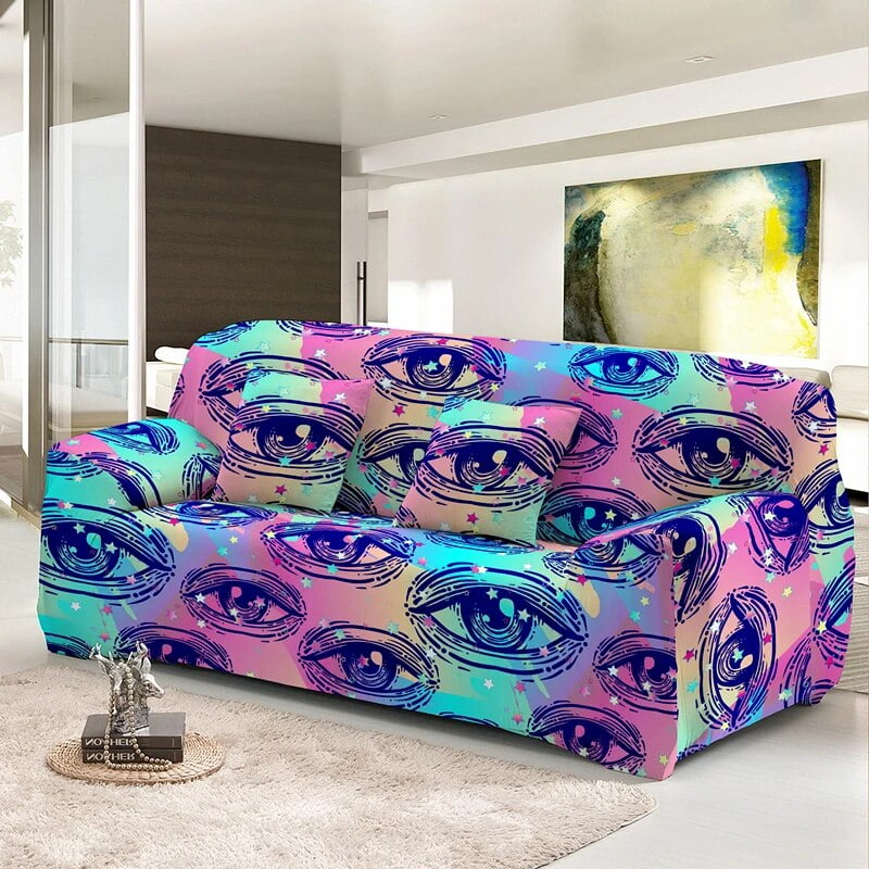 Psychedelic Eyes Dust Proof Elastic Couch Cover Sofa Covers 1/2/3/4 ...