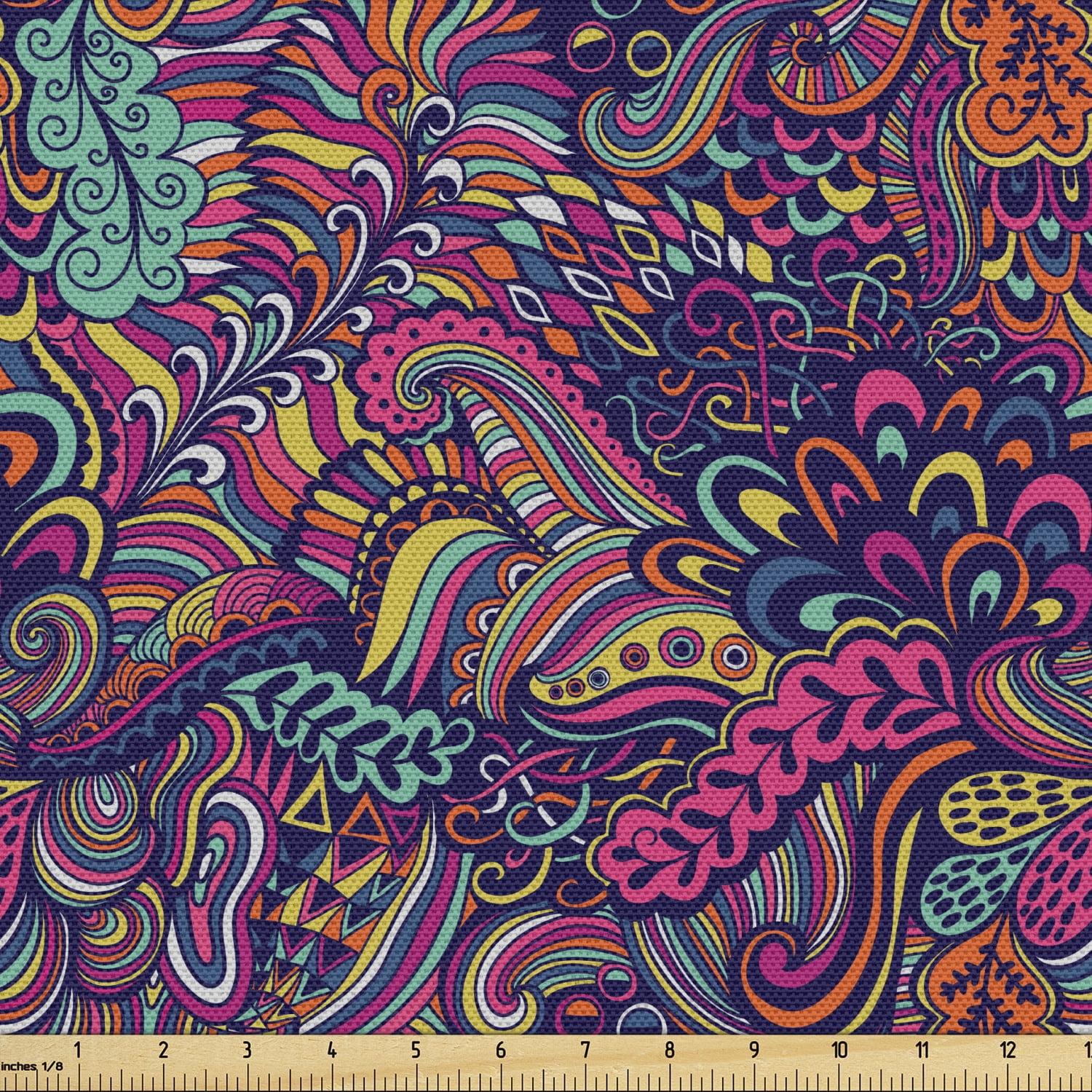 Ambesonne Psychedelic Fabric by the Yard Upholstery, Exotic Seaweed, 1 ...