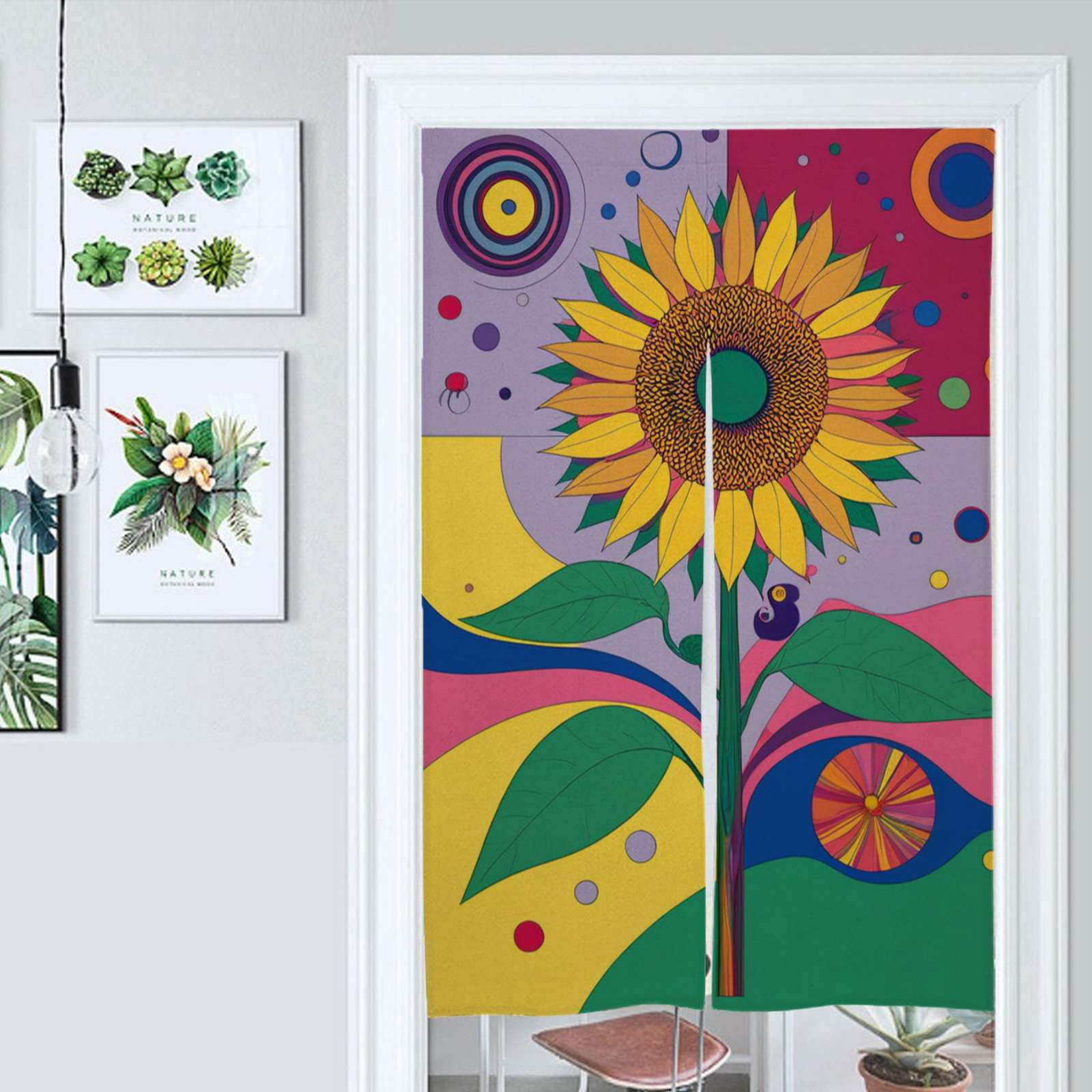 Psychedelic Floral Rainbow Art Door Curtain Nordic Living Room ...