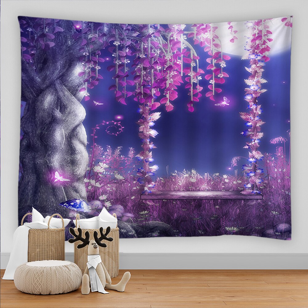 Psychedelic Flowers Tapestry Wall Hanging European Arch Dream Forest ...