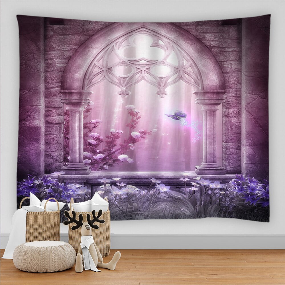 Psychedelic Flowers Tapestry Wall Hanging European Arch Dream Forest ...