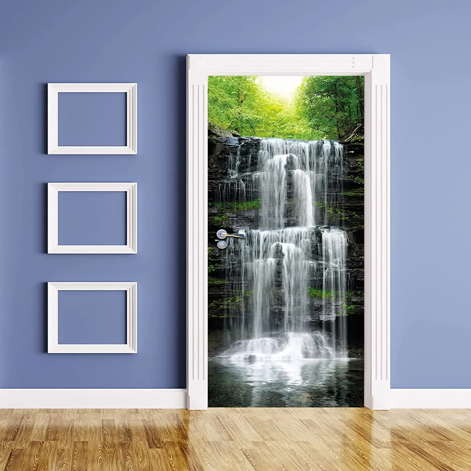 Psychedelic Forest Waterfall Door Sticker Fantasy Woods Creek Decal ...