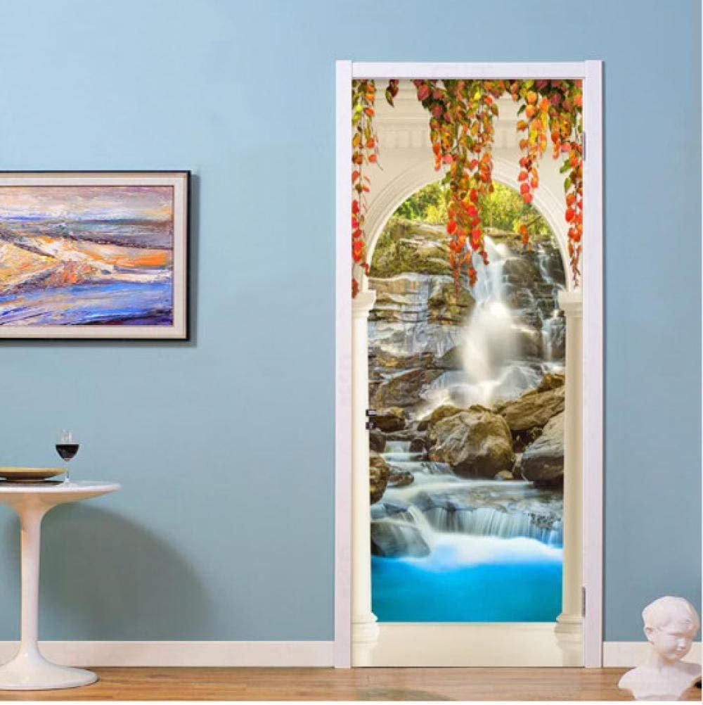 Psychedelic Forest Waterfall Door Sticker Fantasy Woods Creek Door ...