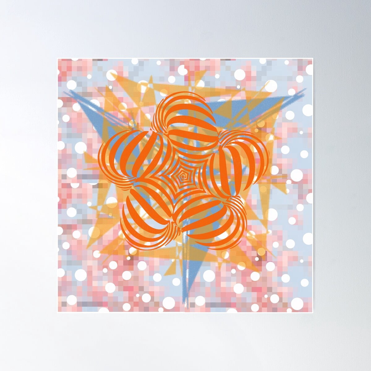 Psychedelic Funky Orange Pattern Poster Wall Art, Modern Wall Decor For ...