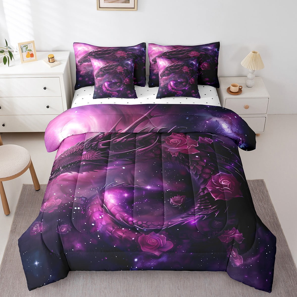 Psychedelic Galaxy Bed In A Bag,Magic Dragon Bed Sheets Set,Outer Space ...