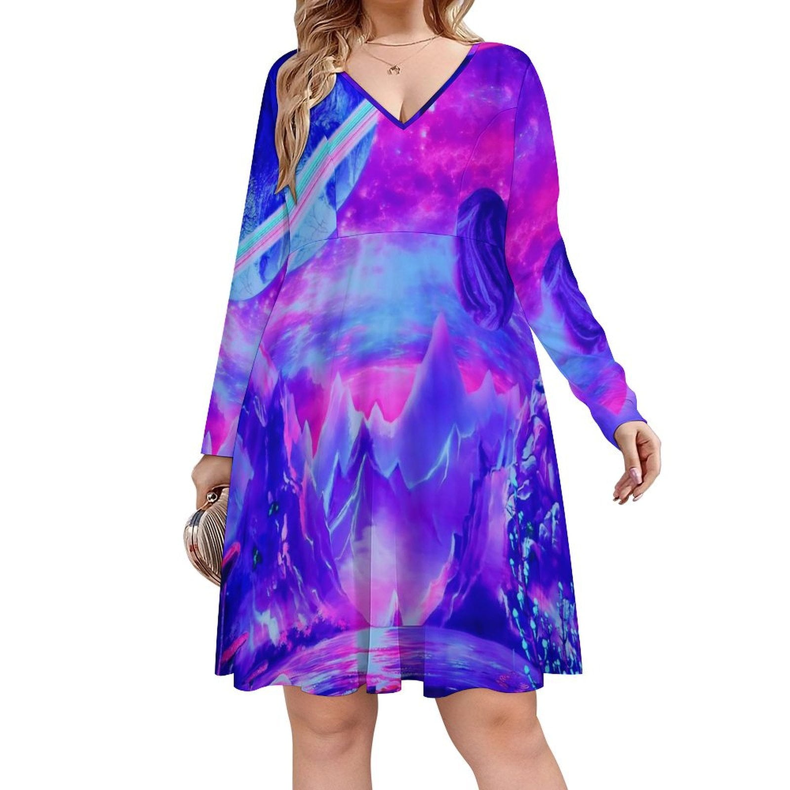 Psychedelic Galaxy Space Long Sleeve Sexy Dresses For Women Ladies ...