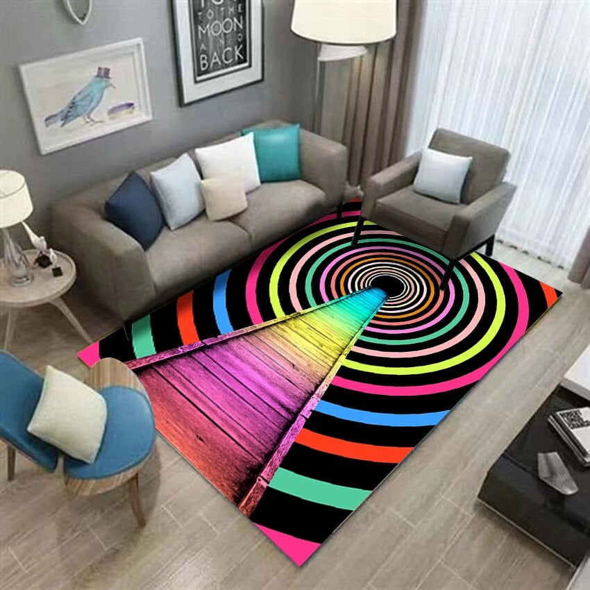 Psychedelic Geometric Carpet Table Living Room Carpets 3D Printed ...
