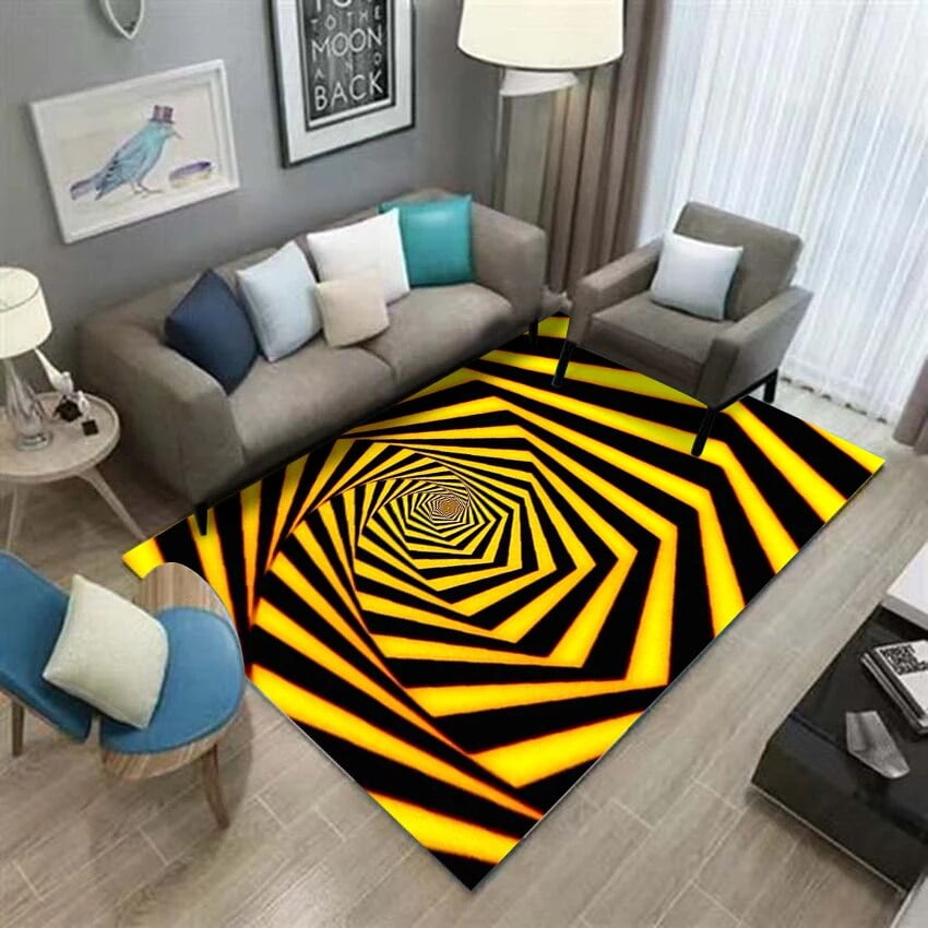 Psychedelic Geometric Carpet Table Living Room Carpets 3D Printed ...