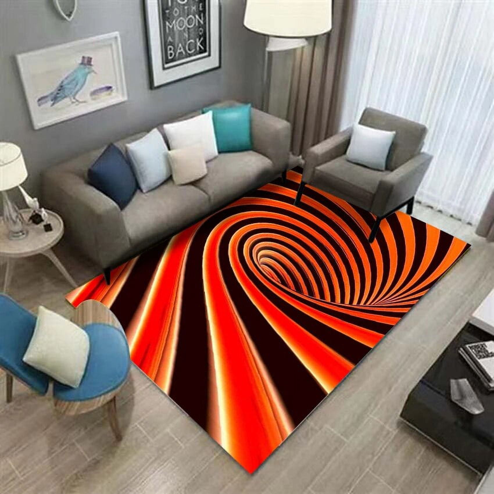 Psychedelic Geometric Carpet Table Living Room Carpets 3D Printed ...