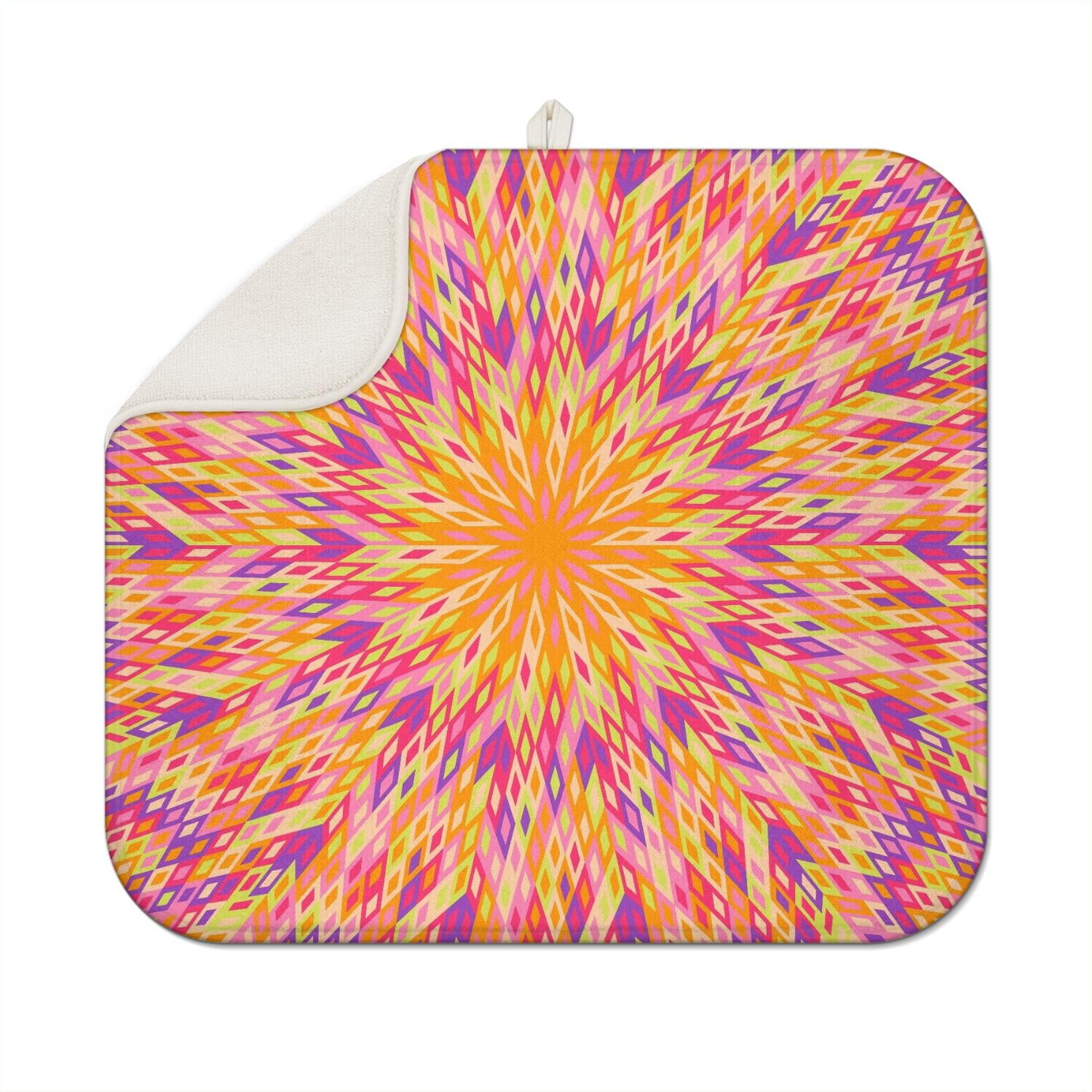 Psychedelic Geometric Countertop Drying Mat Absorbent Foldable Kitchen ...