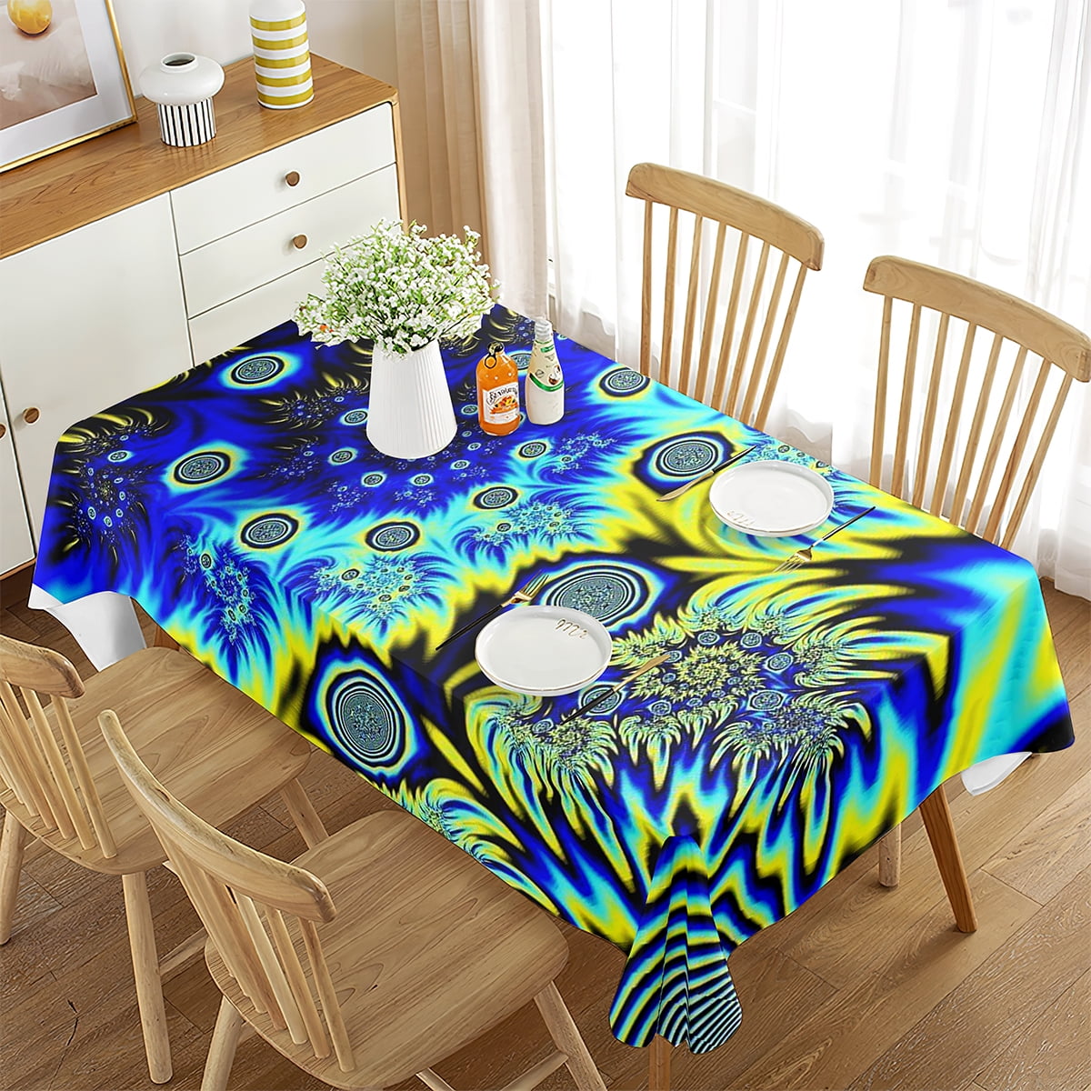 Psychedelic Graffiti Rectangular Tablecloth Color Graffiti Witchcraft ...
