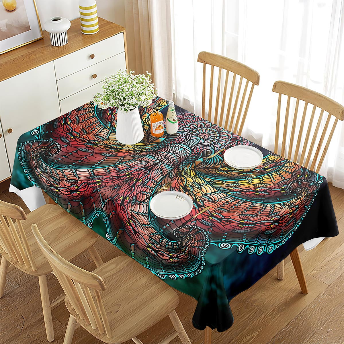 Psychedelic Graffiti Rectangular Tablecloth Color Graffiti Witchcraft ...