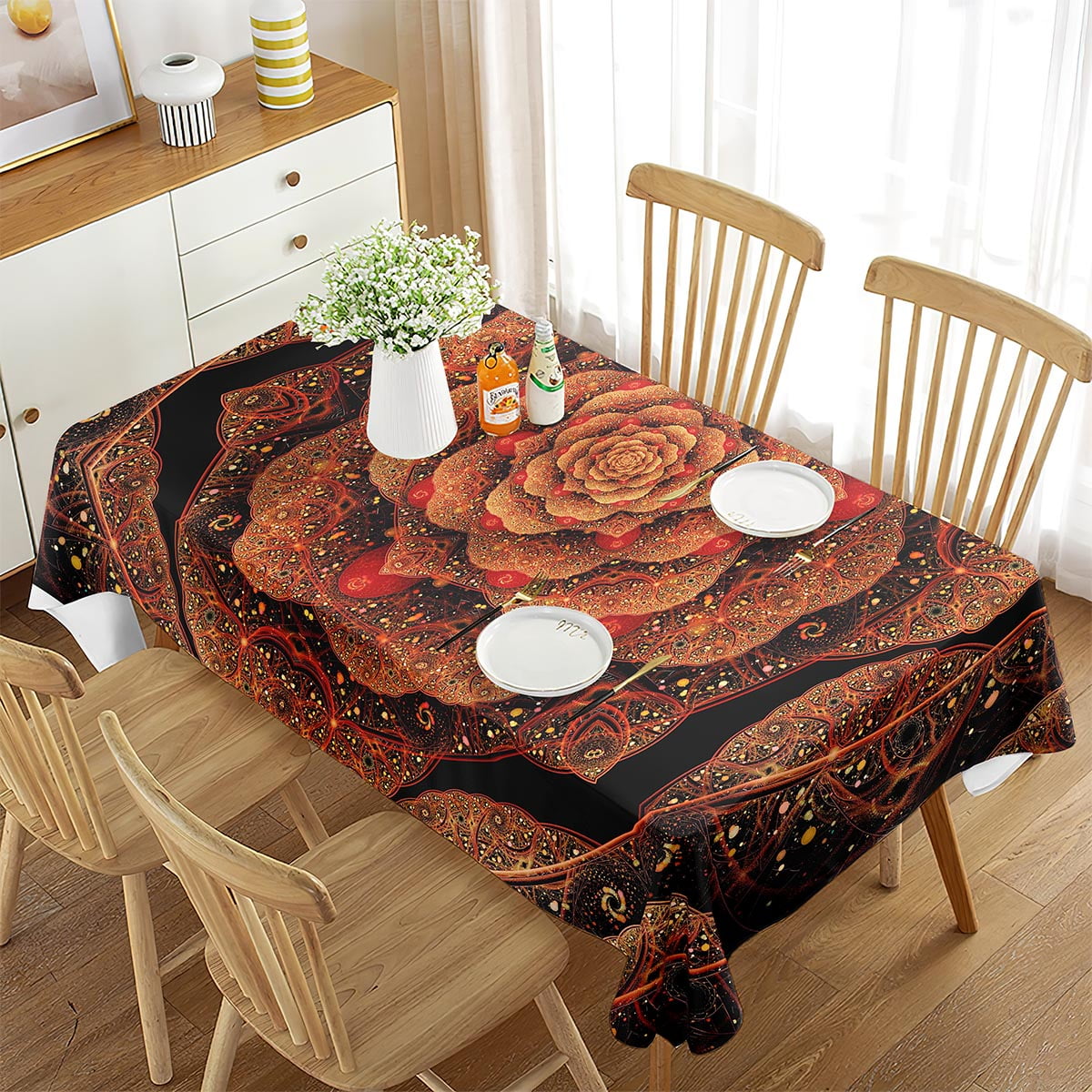 Psychedelic Graffiti Rectangular Tablecloth Color Graffiti Witchcraft ...