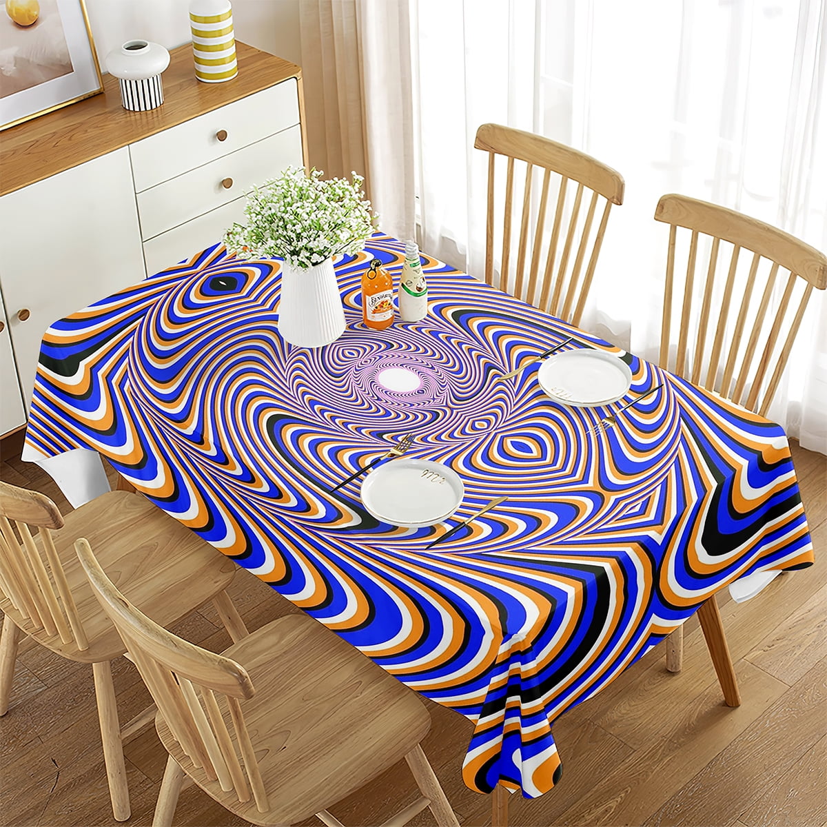 Psychedelic Graffiti Rectangular Tablecloth Color Graffiti Witchcraft ...
