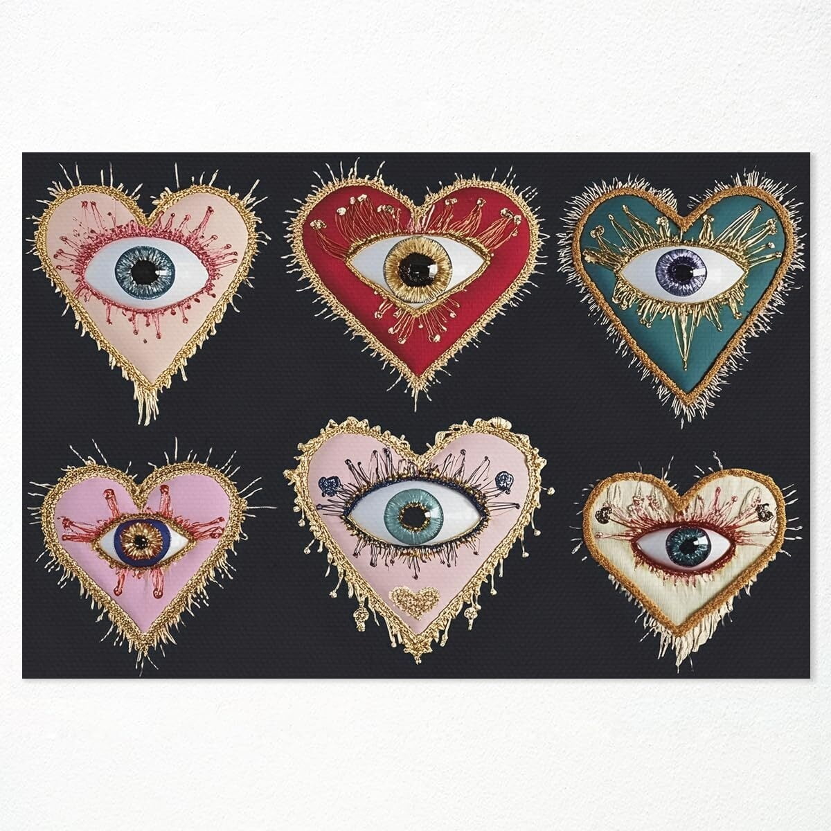 Psychedelic Heart Eyes Canvas Wall Art Evil Eye Prints Trippy Heart ...