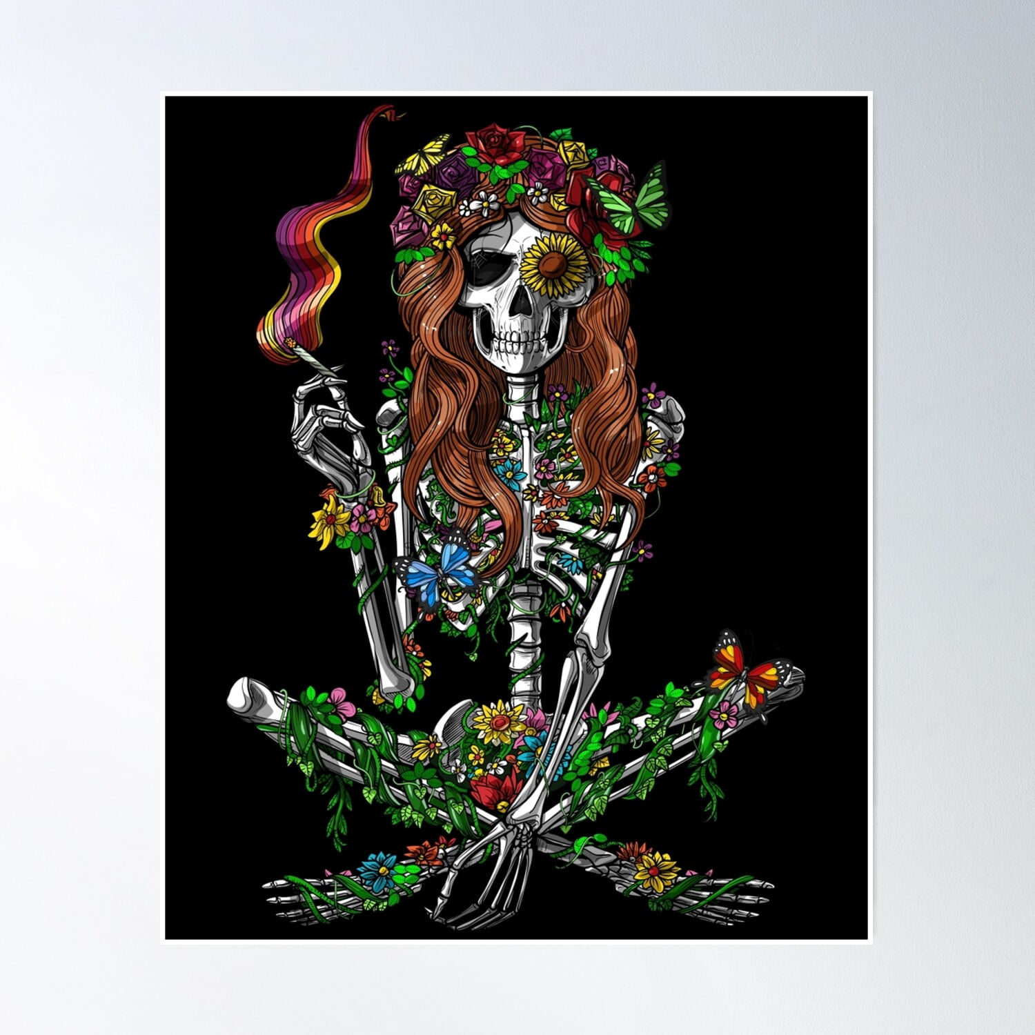 Psychedelic Hippie Skeleton Poster Wall Art, Modern Wall Decor, 8x12 ...