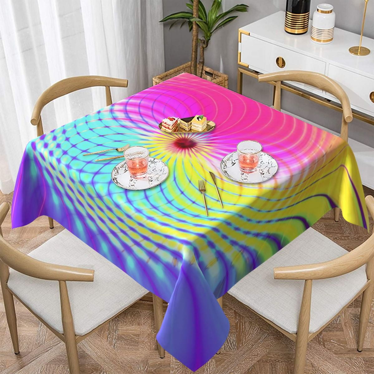 Psychedelic Hippie Tablecloth Blue Tears Print Outdoor Table Cloth ...