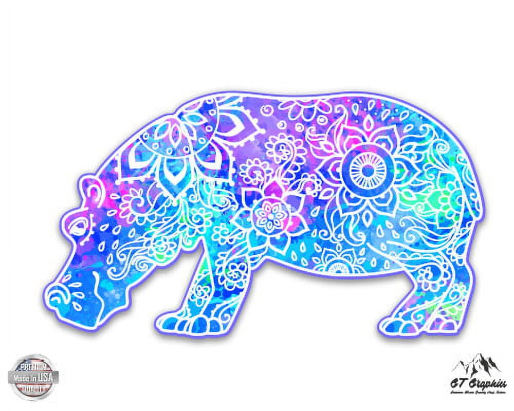 Psychedelic Hippo - 8" Vinyl Sticker - For Car Laptop I-Pad ...