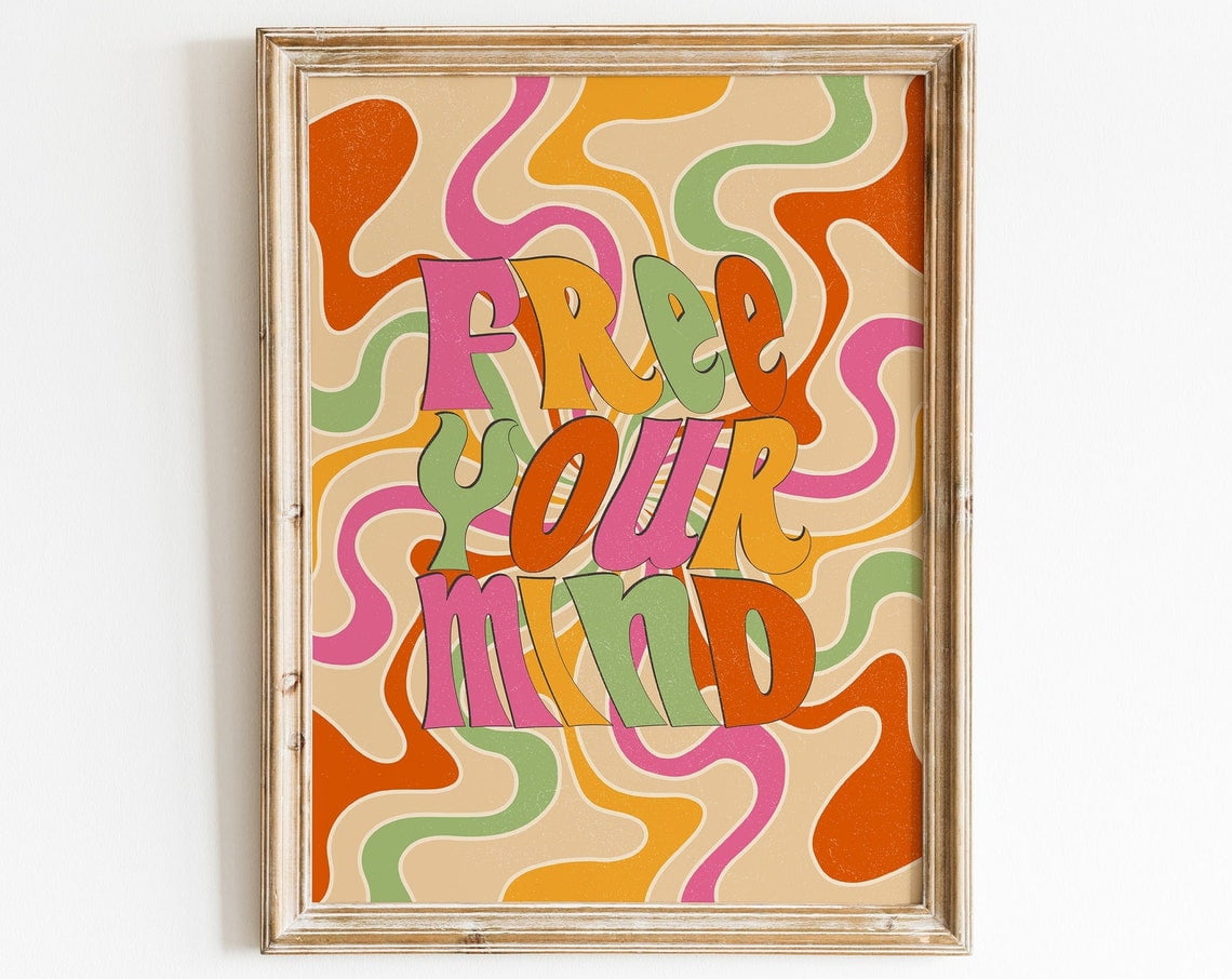 Psychedelic Home Decor, Vintage Poster, Mental Health Poster, 70S Decor ...