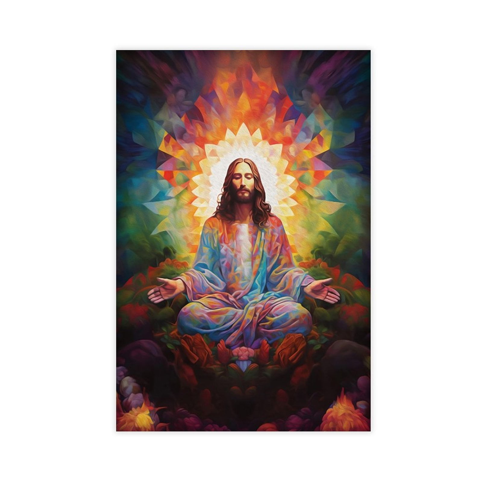 Psychedelic Jesus Art, Trippy Jesus, Meditating Jesus Painting, Christ ...