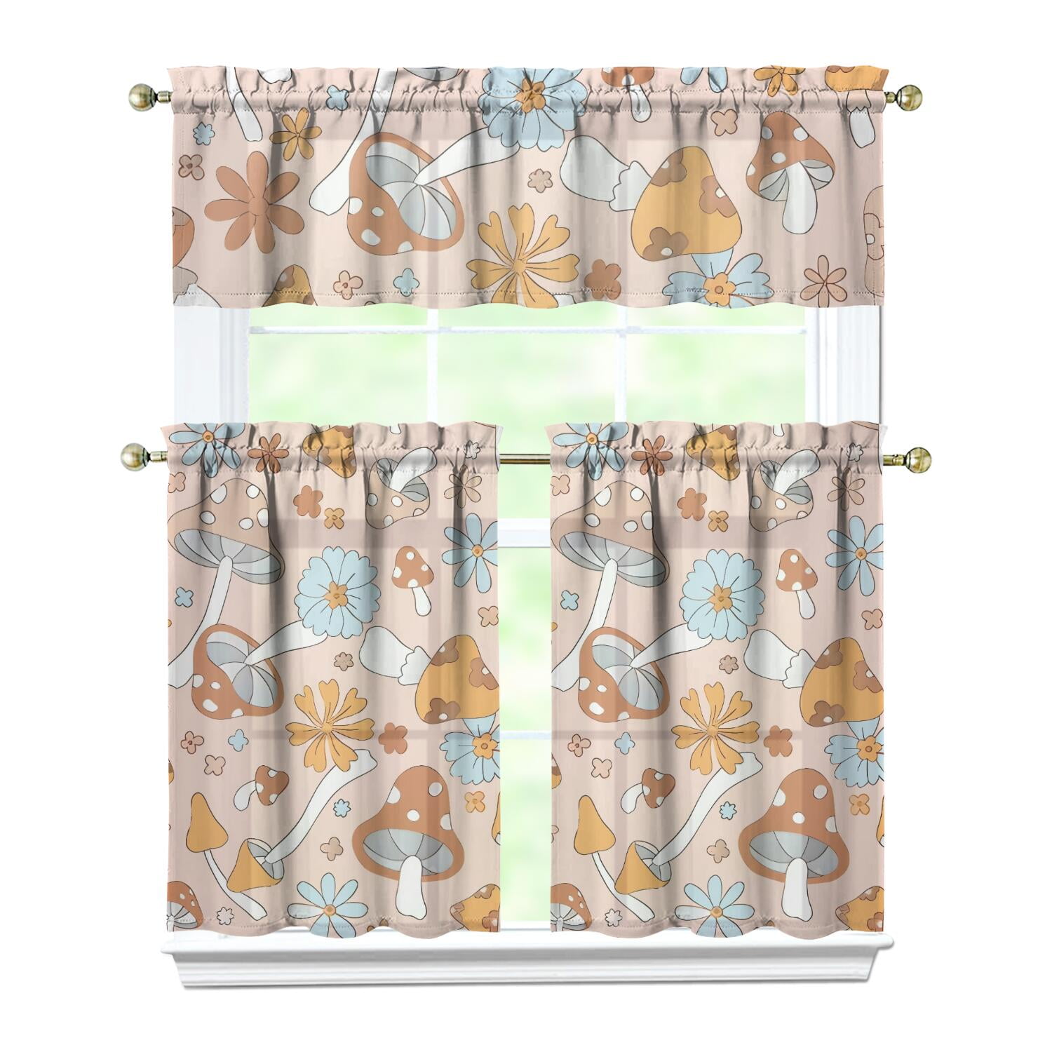 Psychedelic Kitchen Curtains Set Rod Pocket Tier and Valance Trippy ...