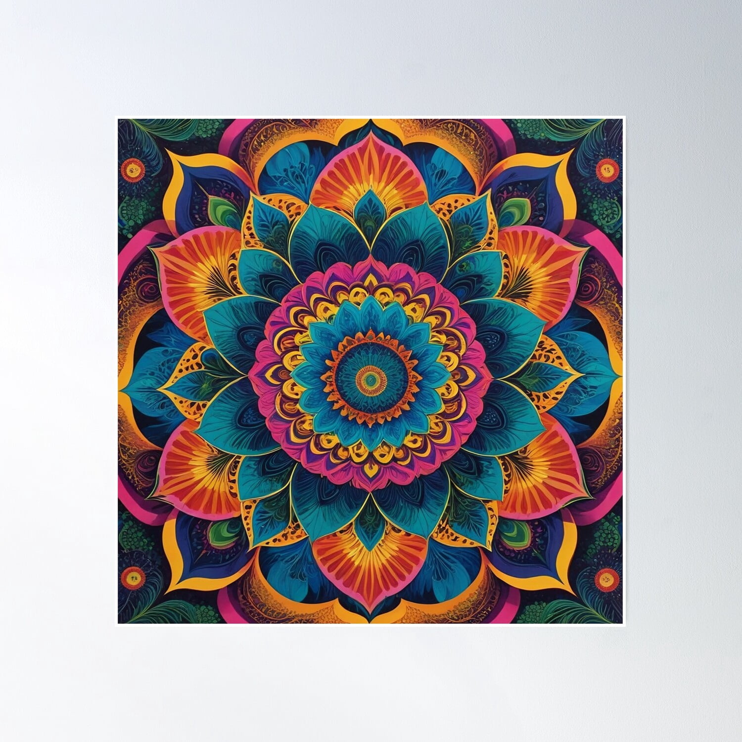 Psychedelic Mandalas With Vibrant Energy Poster Wall Art, Modern Wall ...