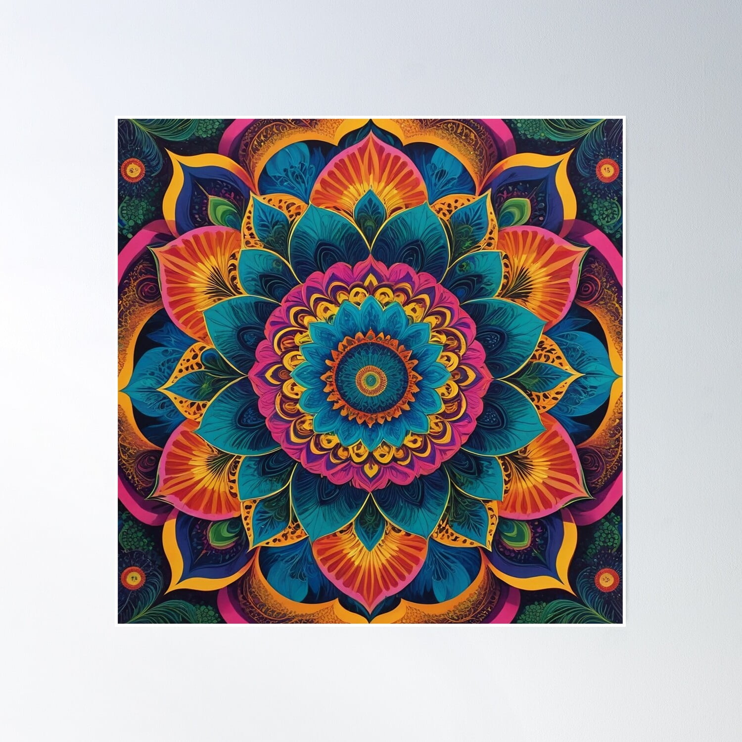 Psychedelic Mandalas With Vibrant Energy Poster Wall Art, Modern Wall ...