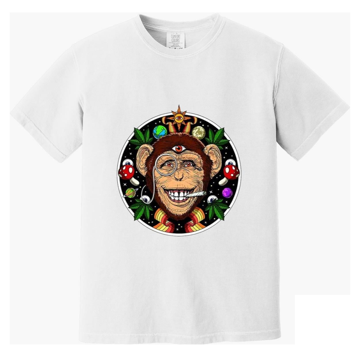 Psychedelic Monkey Trippy Art Comfort Color T-Shirt Clipart, for men ...
