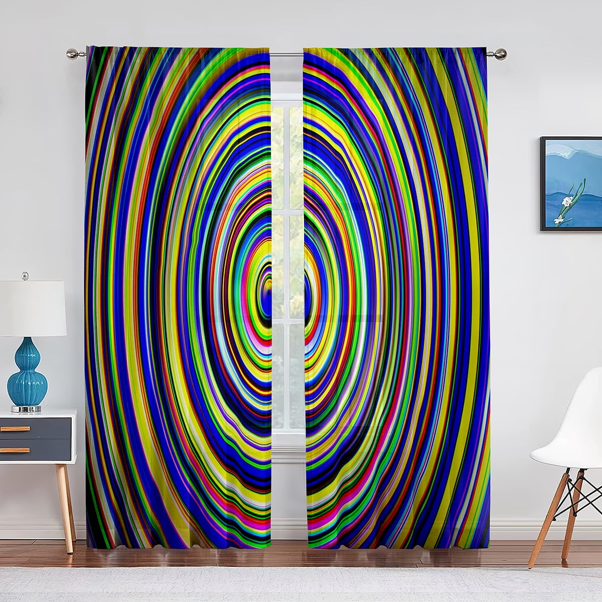 Psychedelic Multi Colour and Trippy Art Tulle Curtain for Living Room Bedroom r Sheer Curtains ...