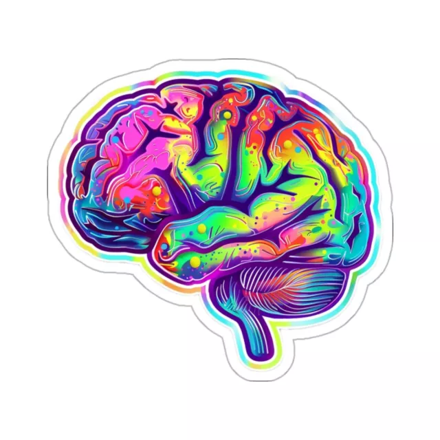 Psychedelic Multicolor Human Brain Illustration Artwork Sticker Decal ...
