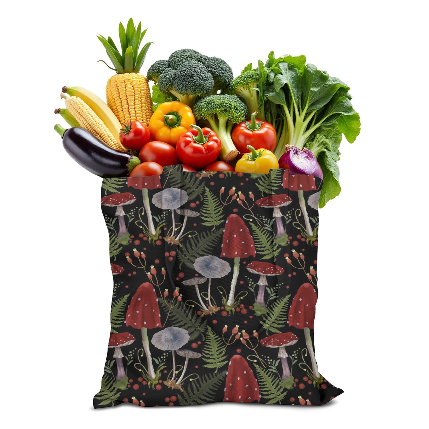 Psychedelic Mushroom Canvas Tote Bag, Reusable Boho Mushroom Handbag ...