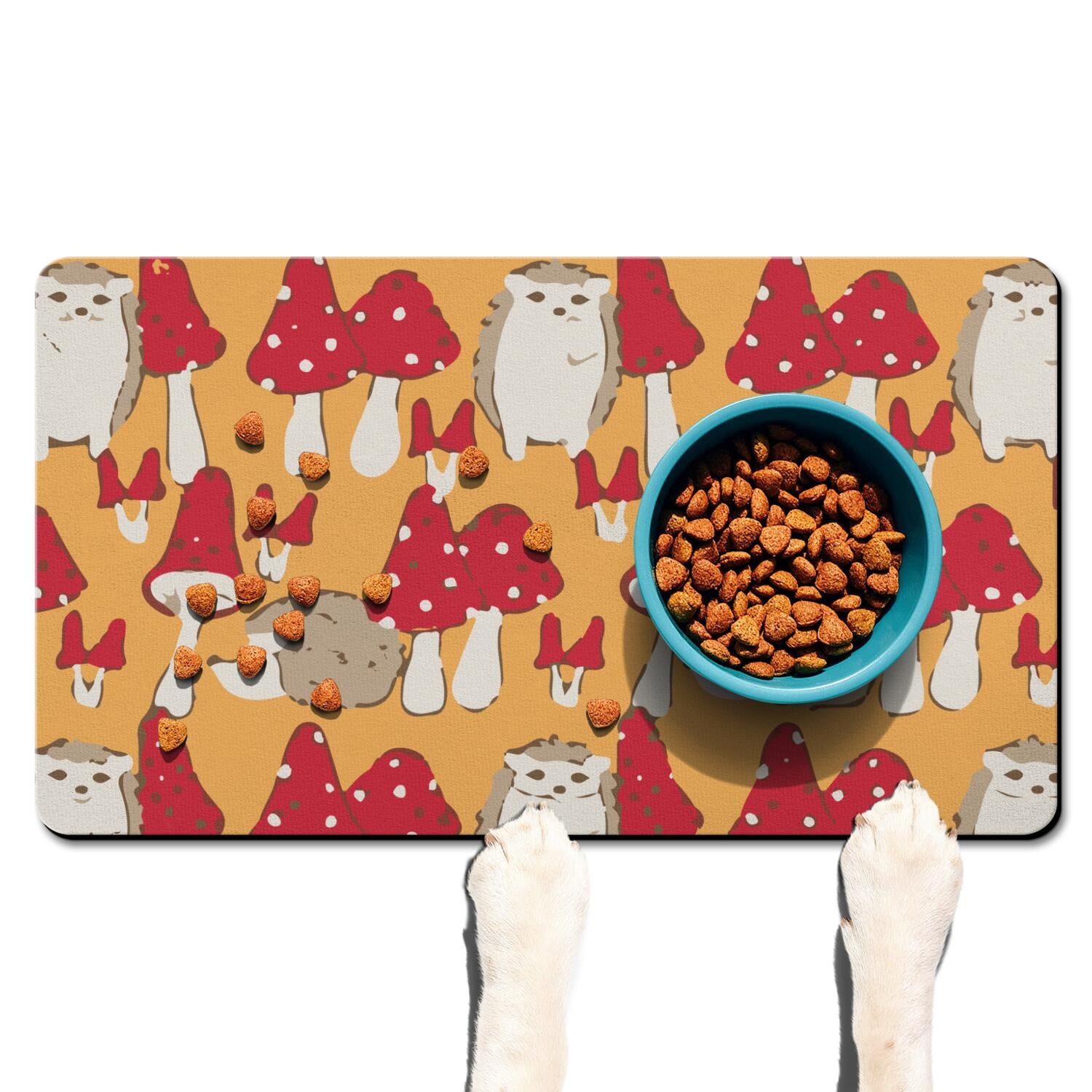 Psychedelic Mushroom Dog Feeding Mat - Trippy Absorbent Pet Food Pad ...