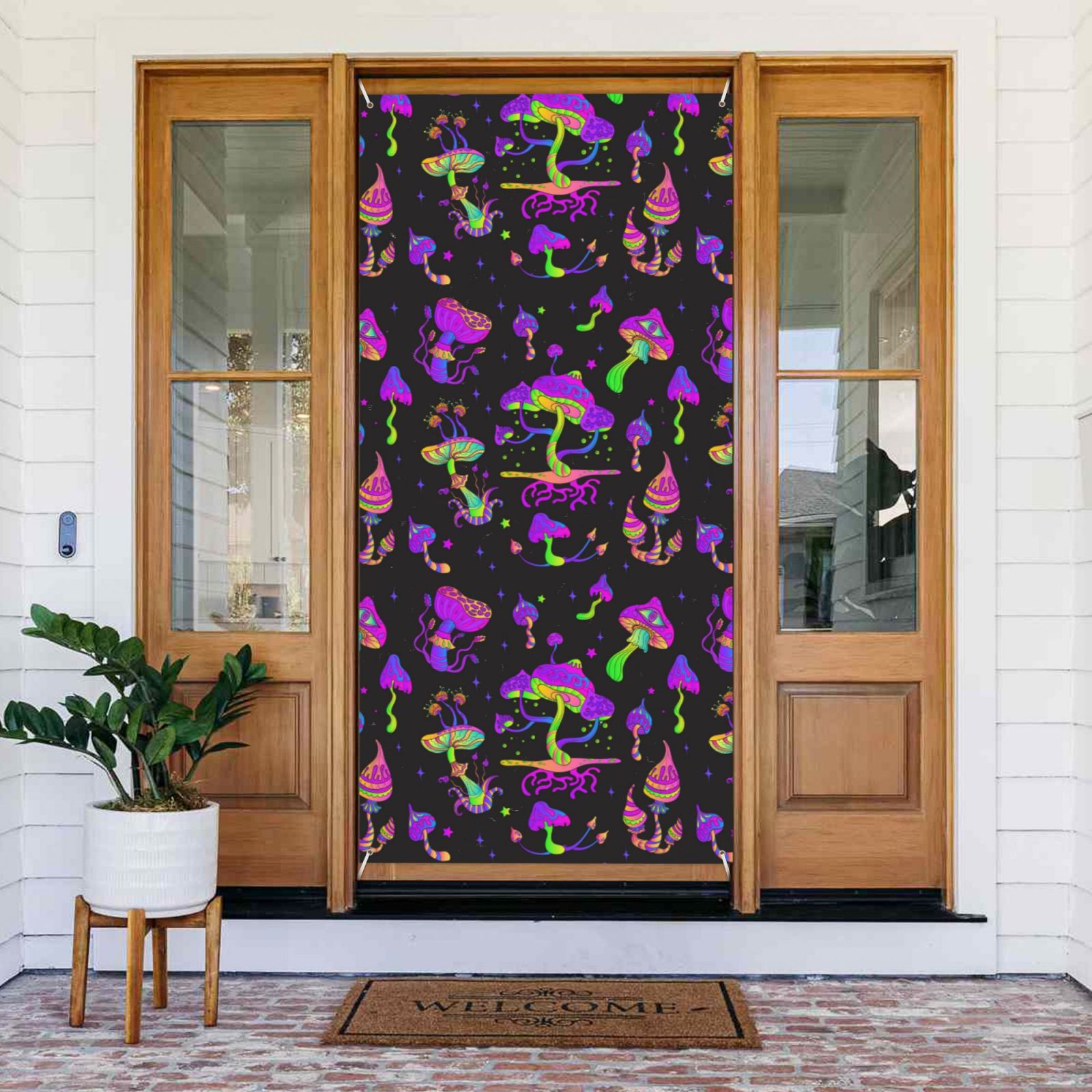 Psychedelic Mushroom Magic Neon Door Cover Decoration Backdrop Banner ...