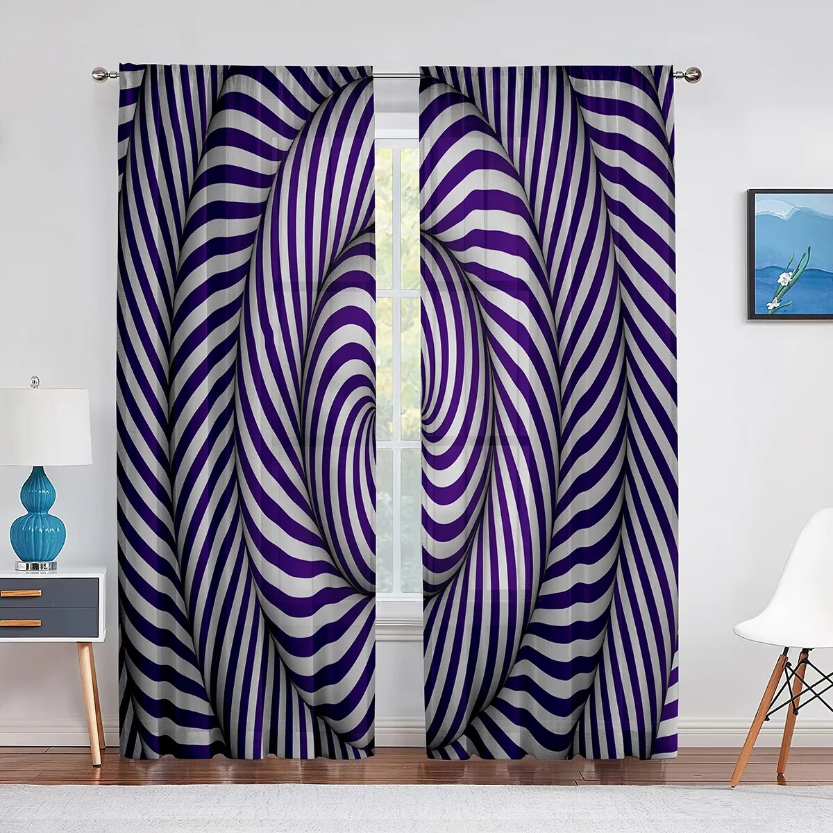 Psychedelic Optical Illusion Sheer Curtain for Living Room Bedroom ...