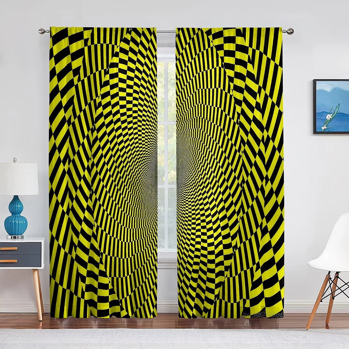 Psychedelic Optical Illusion Sheer Curtain for Living Room Bedroom ...