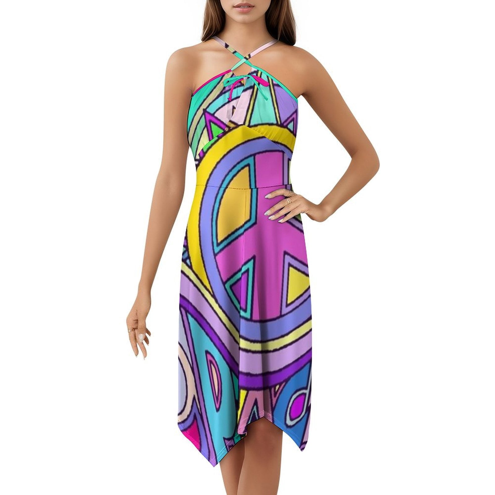 Psychedelic Peace Sign Art Prints Dress Elegant Party Dresses Evening ...
