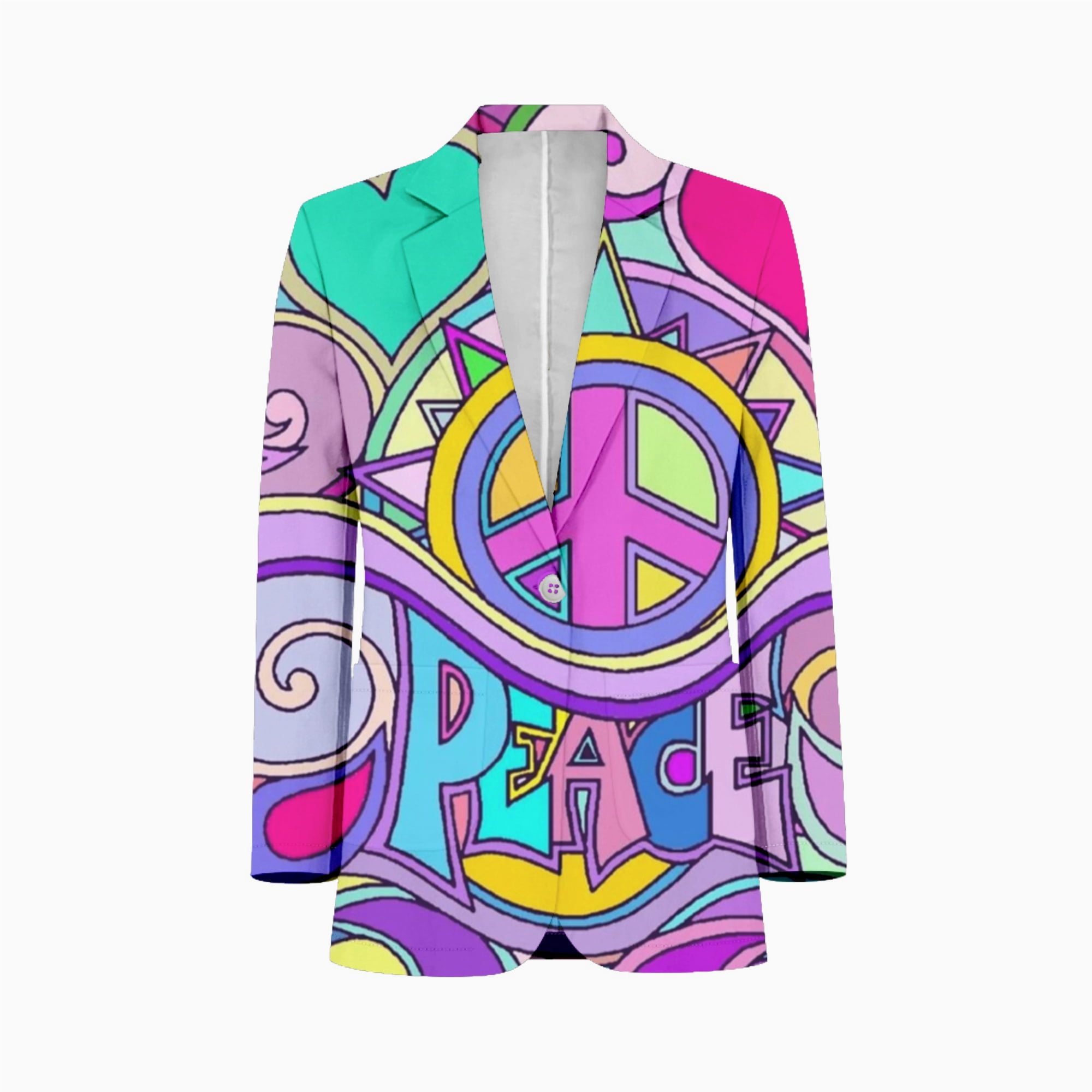 Psychedelic Peace Sign Art Prints Mens Suits Shawl Collar Slim Fit Suit ...