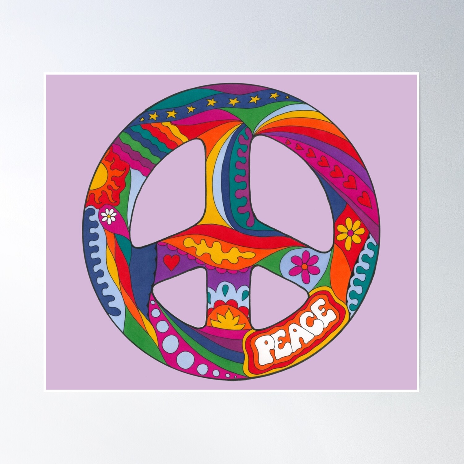Psychedelic Peace Symbol Poster Wall Art, Modern Wall Decor, 24x36 ...