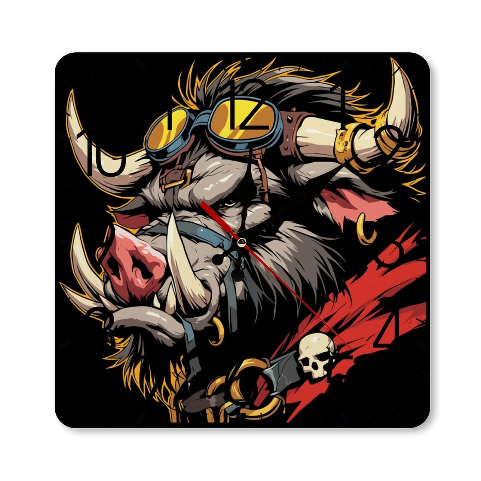 Psychedelic Pig Head Colorful Wall Clock Silent Non-Ticking For Home ...
