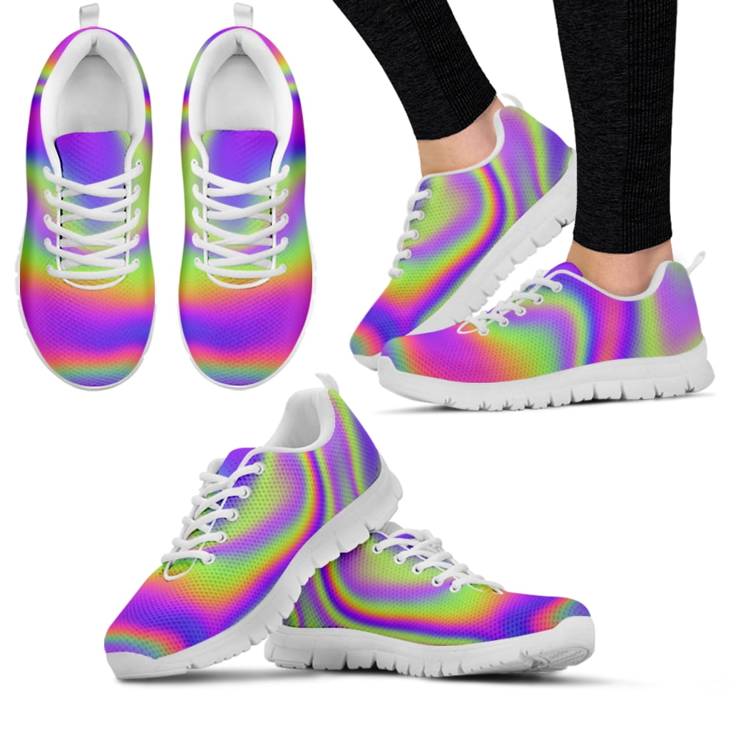 Psychedelic Print Comfortable Flats Rainbow Gradient Footware Black ...