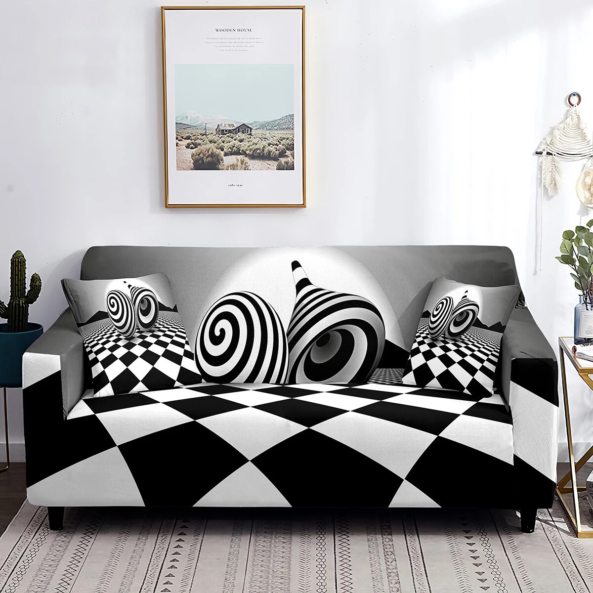 Psychedelic Print Sofa Cover Abstract Gradient Colorful Fluid Wavy ...