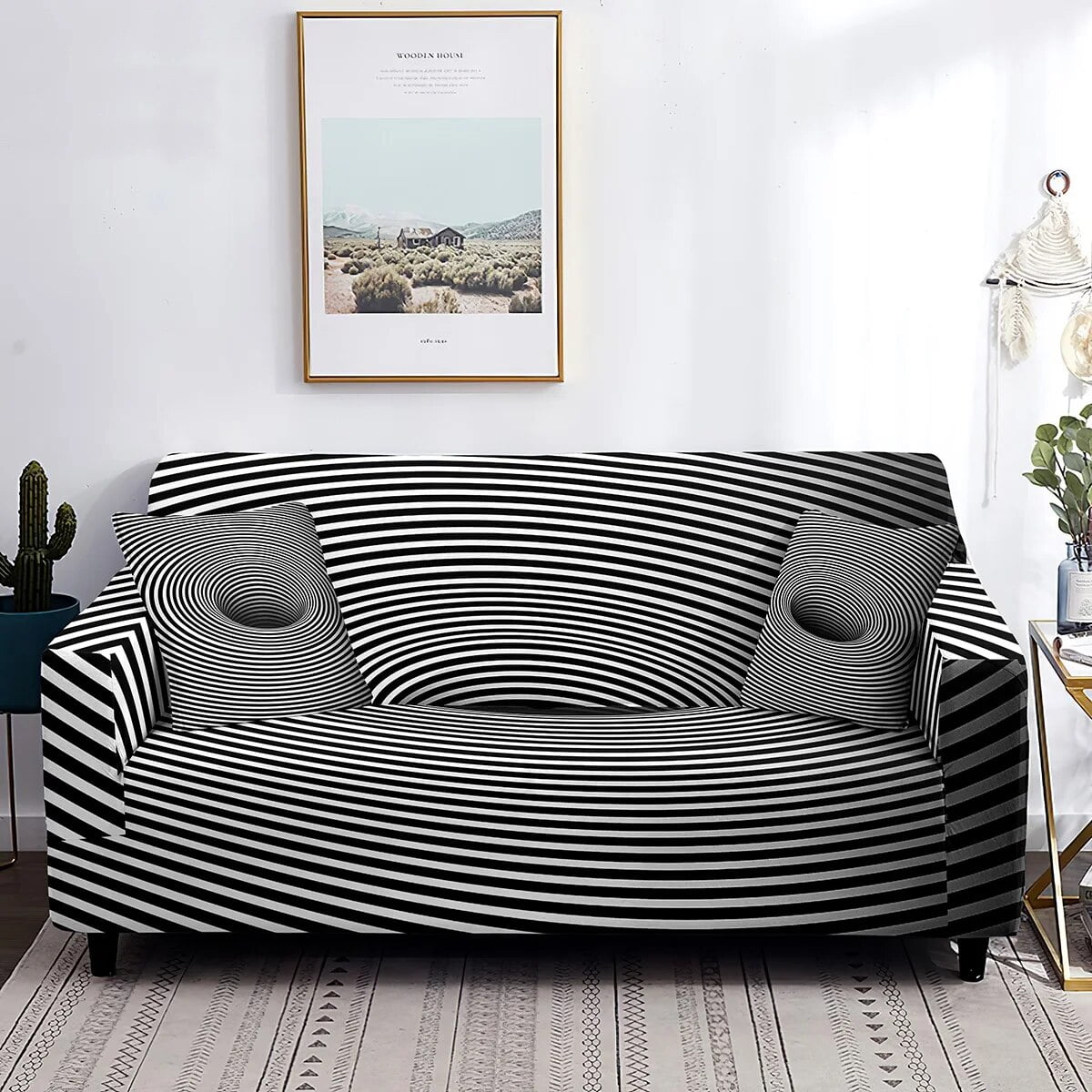 Psychedelic Print Sofa Cover Abstract Gradient Colorful Fluid Wavy ...