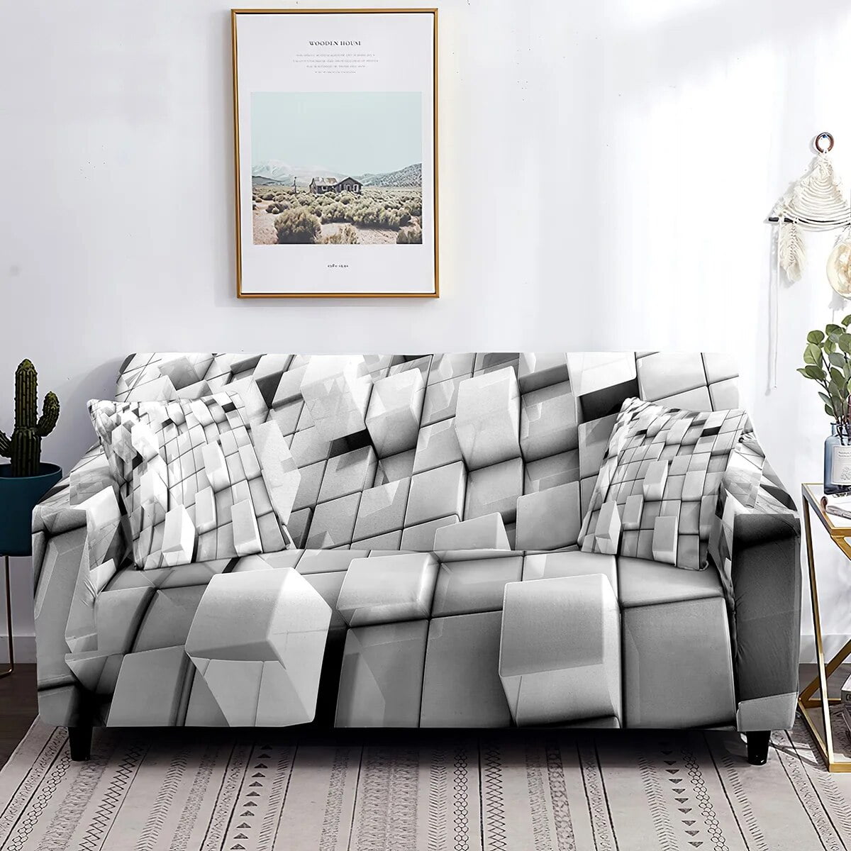 Psychedelic Print Sofa Cover Abstract Gradient Colorful Fluid Wavy ...