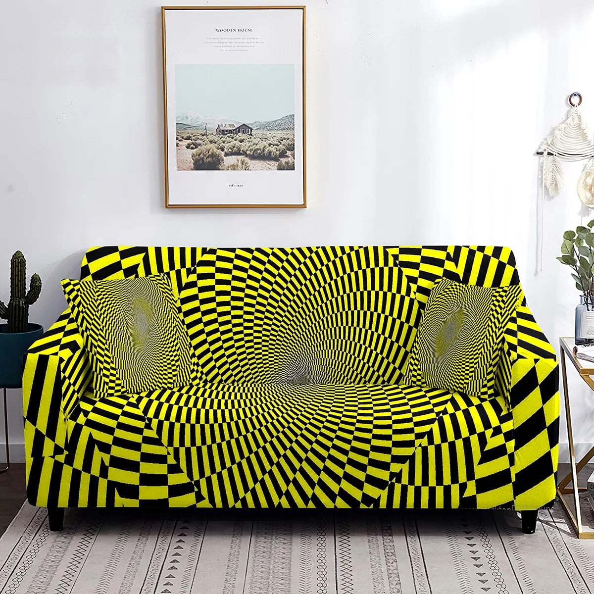 Psychedelic Print Sofa Cover Abstract Gradient Colorful Fluid Wavy ...