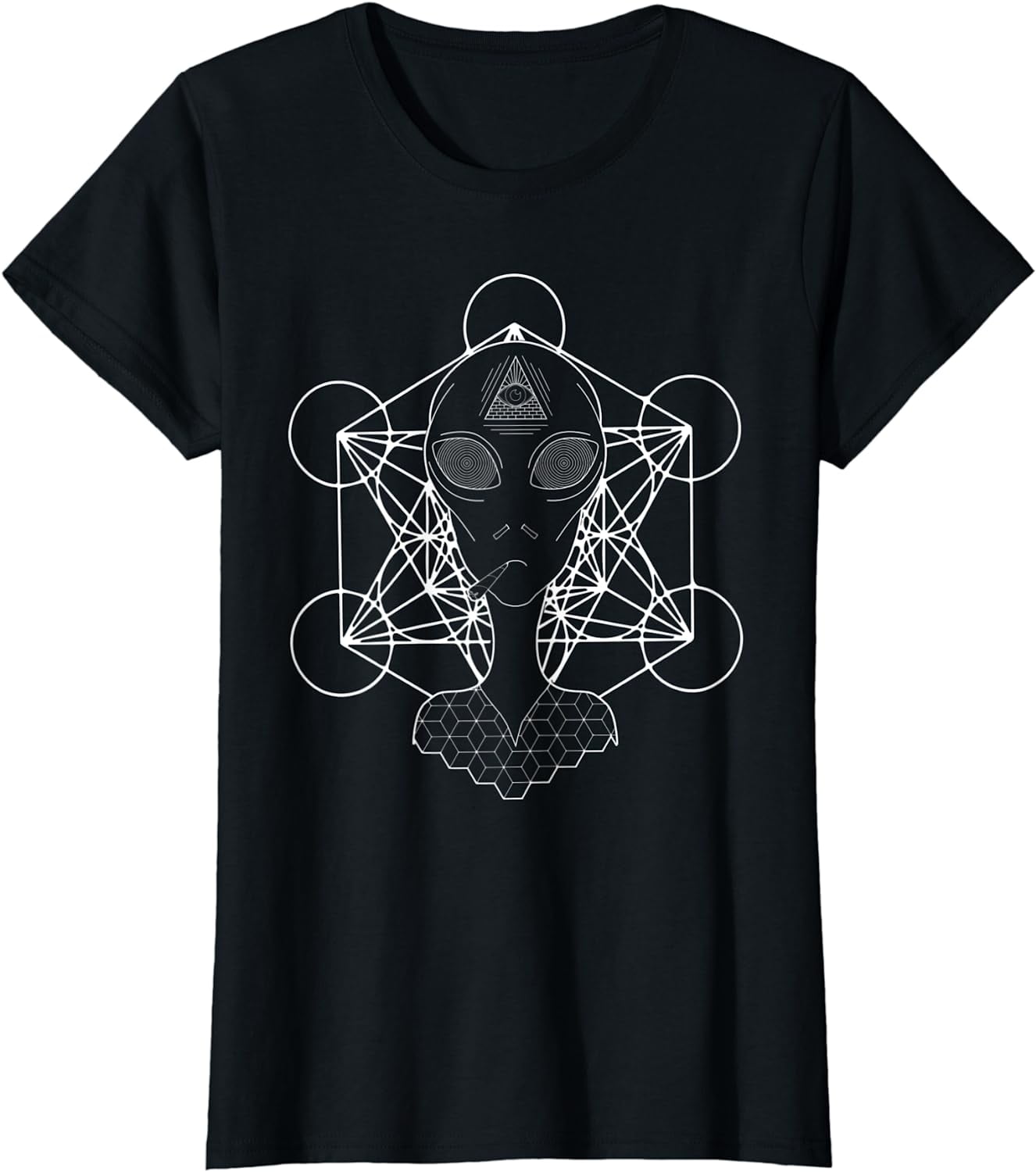Psychedelic Sacred Geometry Alien T-shirt - Walmart.com