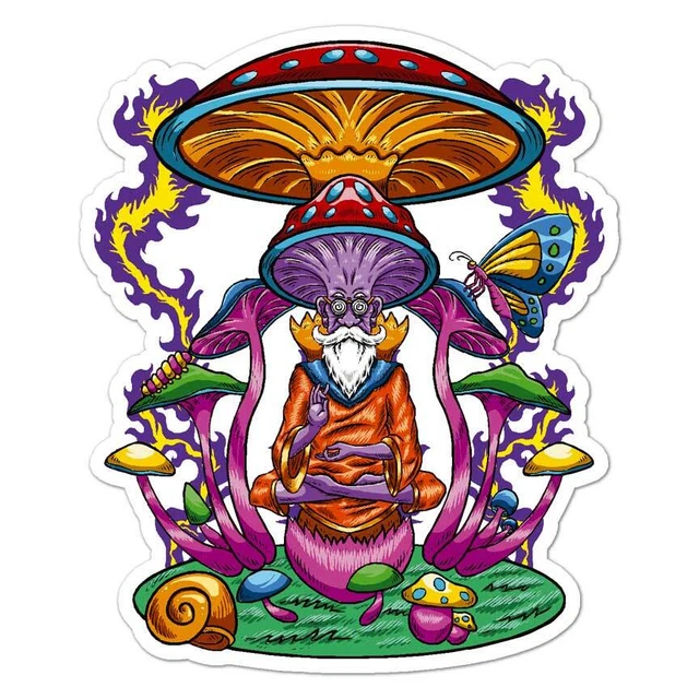 Psychedelic Shroom Meditate Sticker Indoor Outdoor Phone Decal Water ...