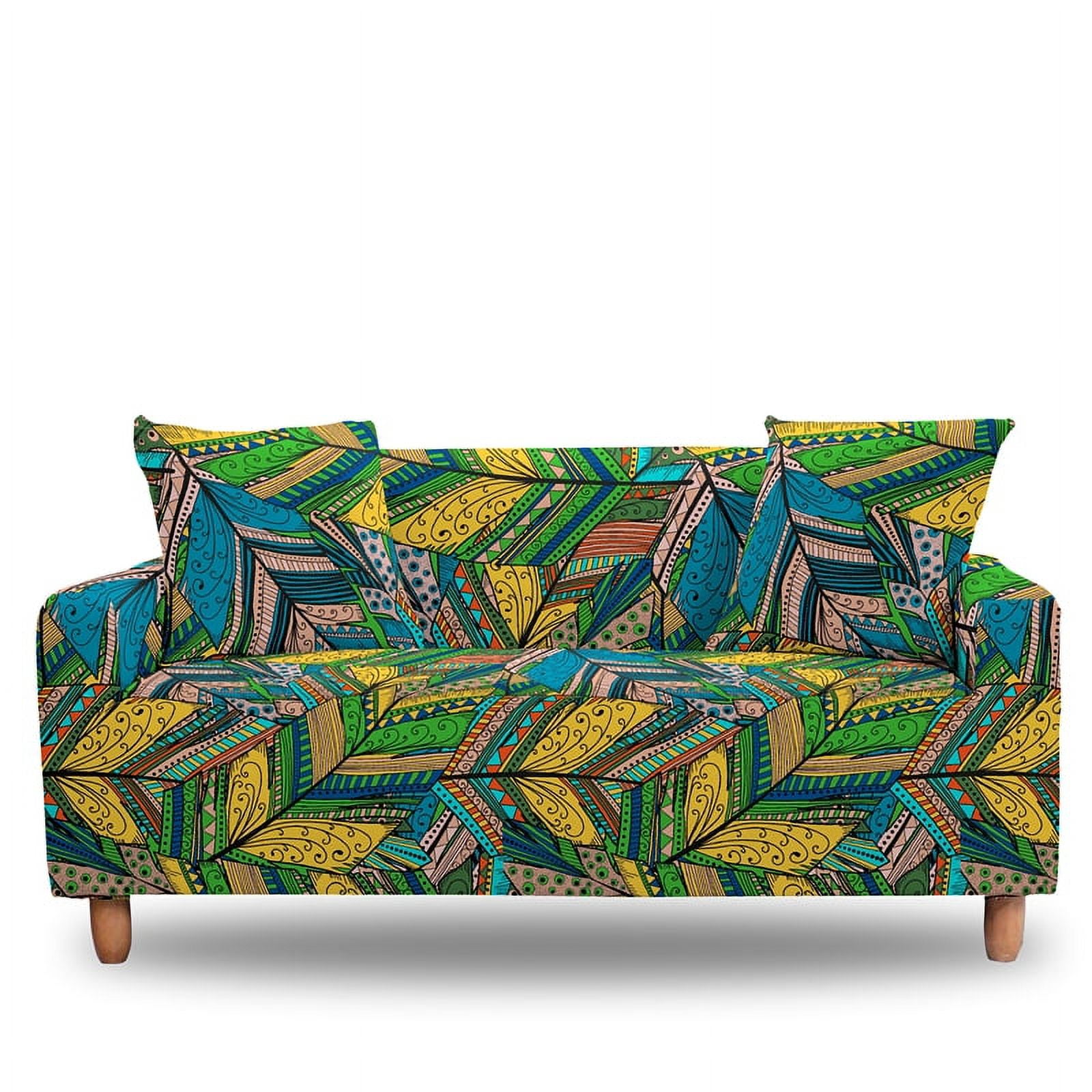 Psychedelic Sofa Cover For Living Room r Feather Printing Elastic All ...