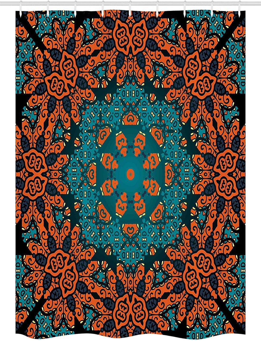 Psychedelic Stall Shower Curtain, Round Flowers Floral Patterns Surreal ...